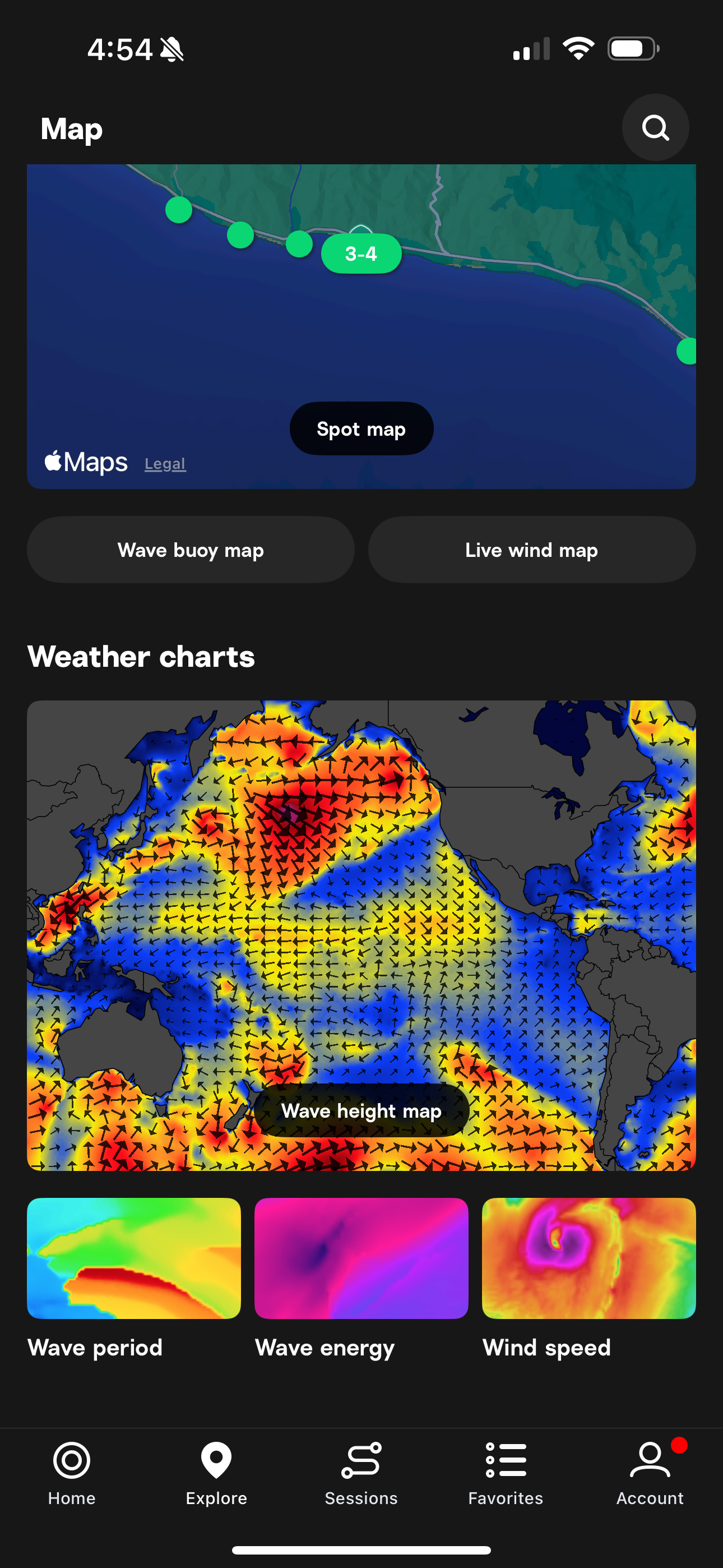 Understanding the iOS Explore Tab (Map of Spots, Buoys, Wind Stations ...